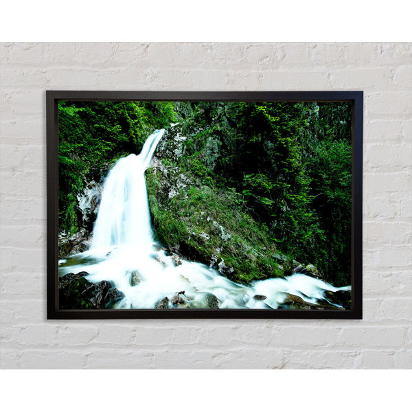 Bright Star Mountain Waterfall Gush - Einzelbildrahmen Kunstdrucke auf Leinwand | Wayfair.de